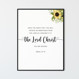 Colossians 3:23-24, Bible Verse Wall Art Set of 2 Prints, Floral ...