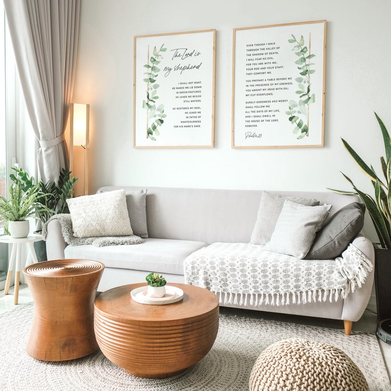 Psalm 23 Bible Verse Wall Art Set of 2 Printable Scripture | Etsy