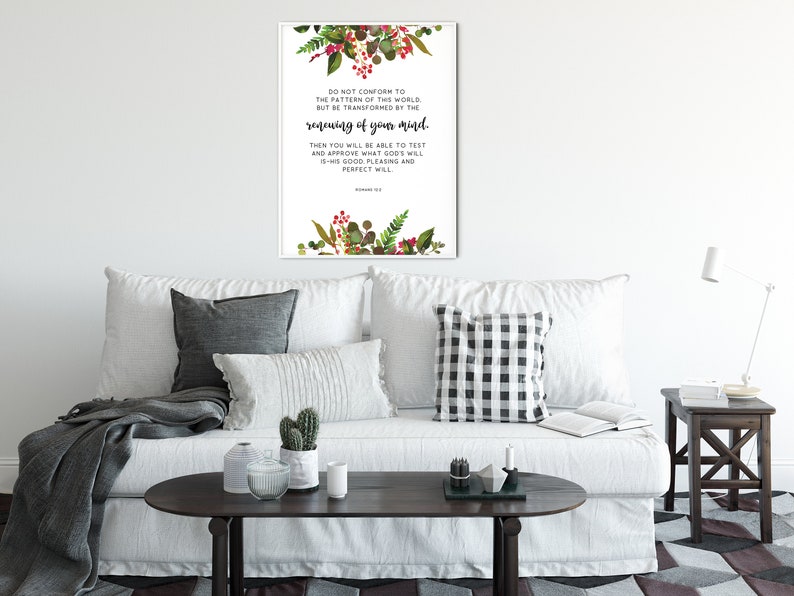 Romans 12:2 Bible Verse Wall Art, Scripture Wall Art , Christian Wall ...