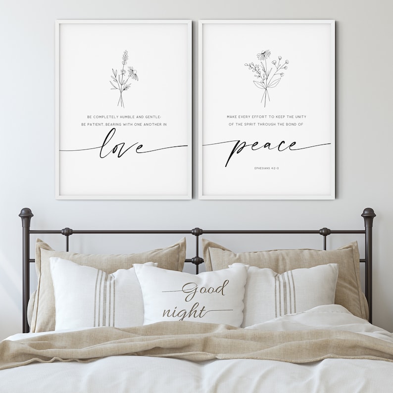 Ephesians 4:2-3 Bible Verse Wall Art Set of 2 Prints Modern - Etsy