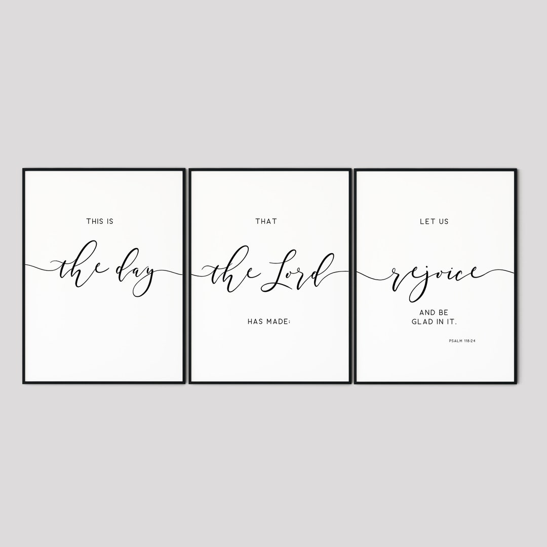 Psalm 118:24 Bible Verse Wall Art Set of 3 Prints, Modern Minimalist ...