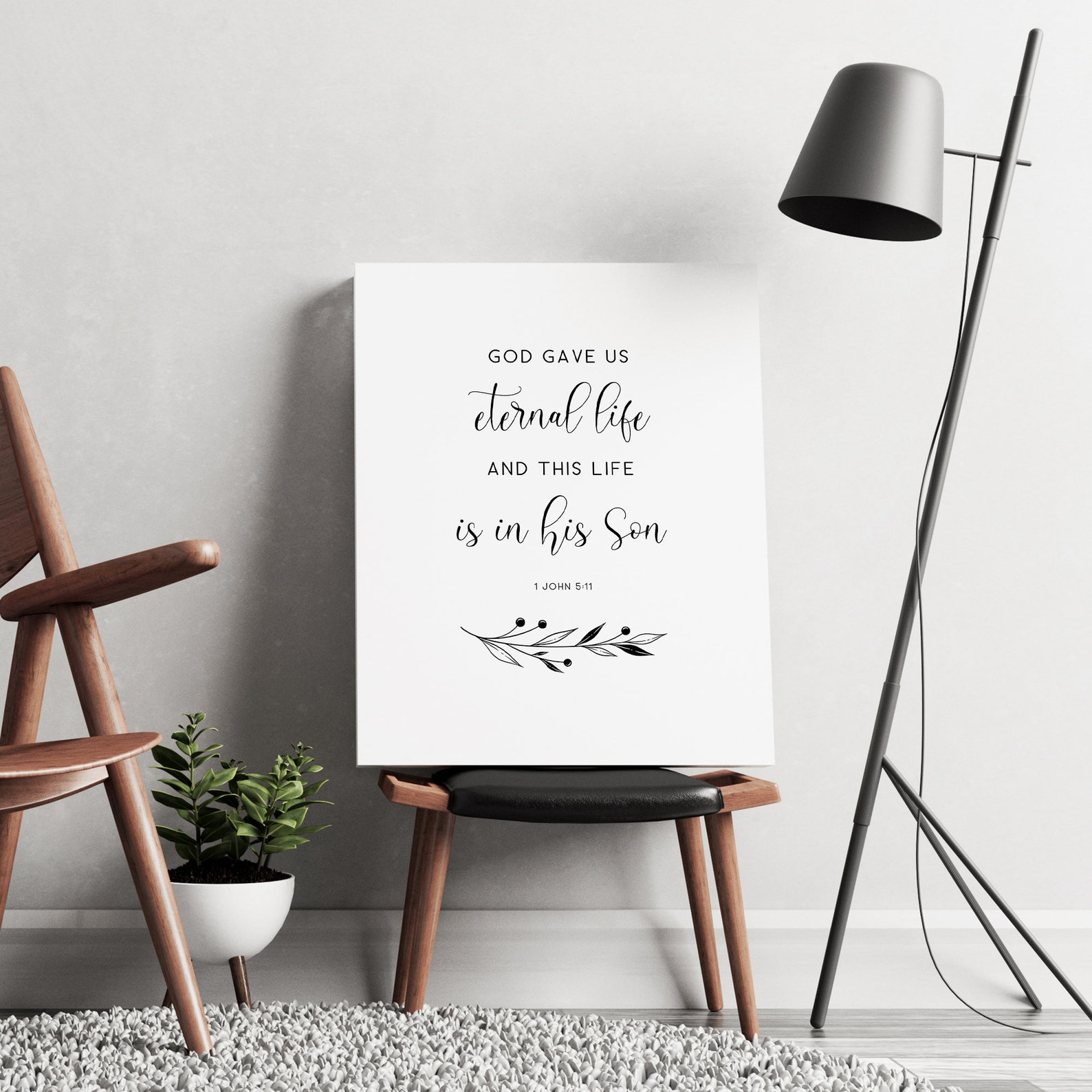 1 John 5:11, Bible Verse Wall Art, Modern Minimalist Scripture Quote ...