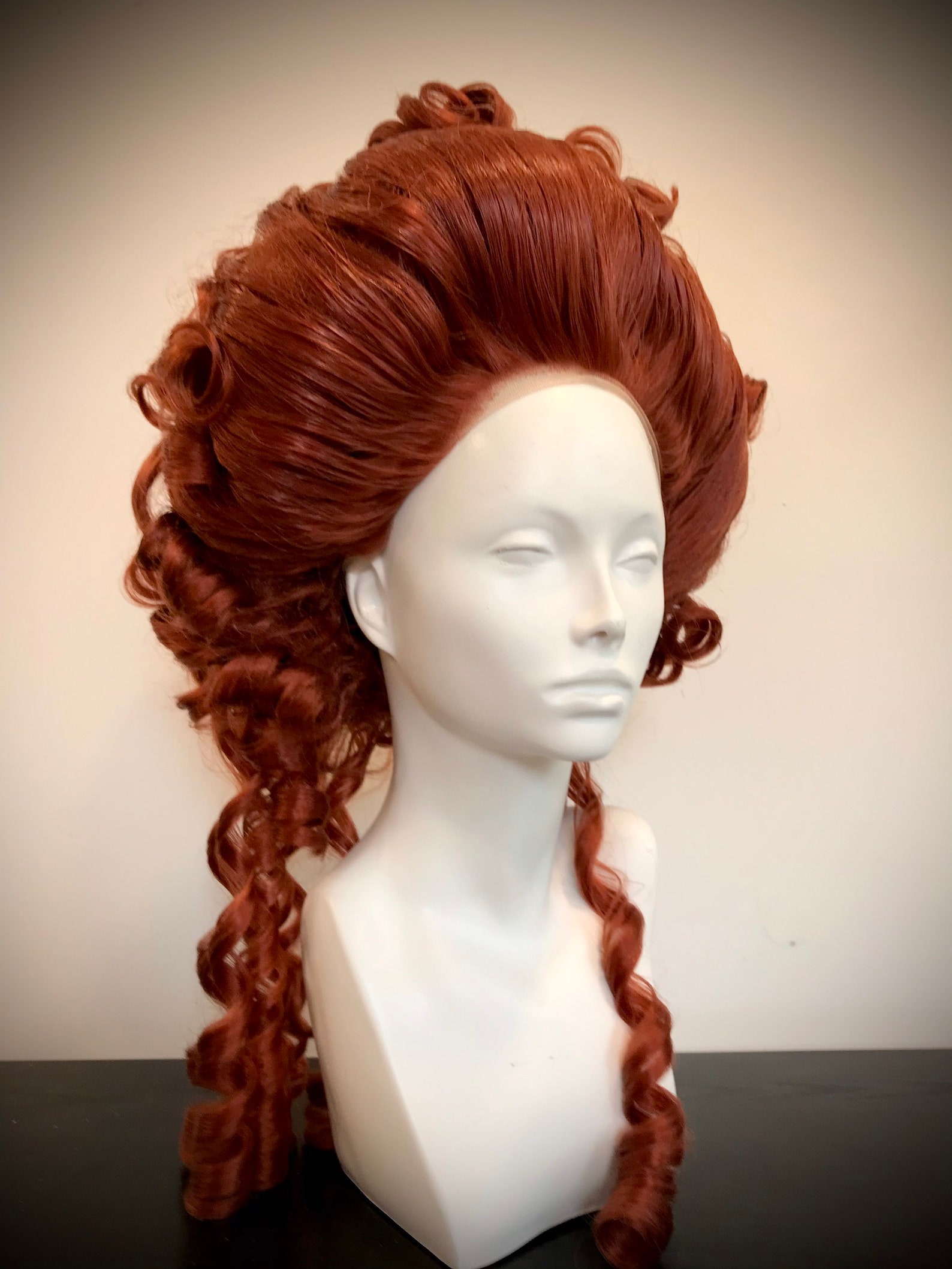 Lacefront Edwardian period theatre costume wig dama copper | Etsy