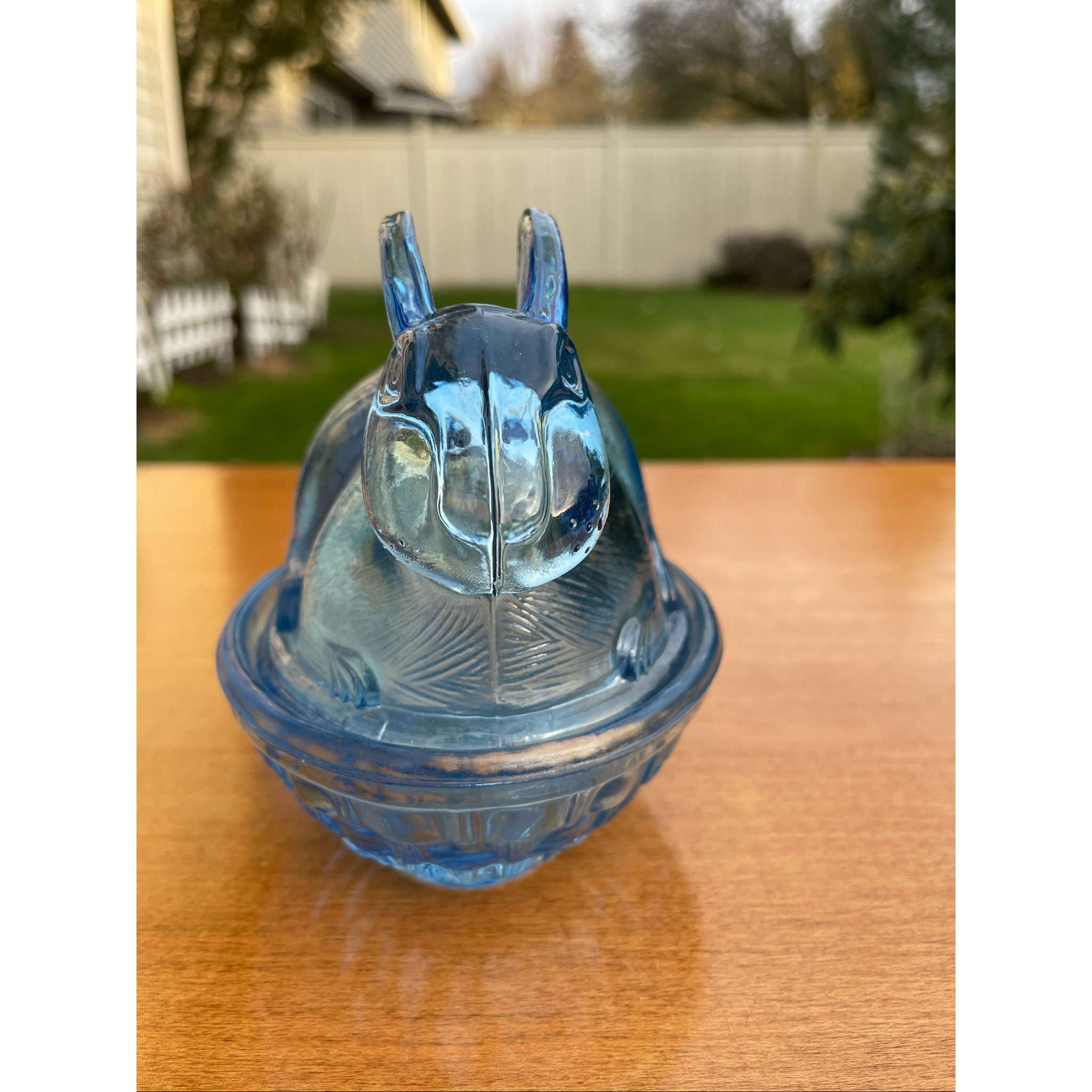 Vintage L.E. Smith Light Blue Bunny Rabbit Lidded Glass Bunny - Etsy