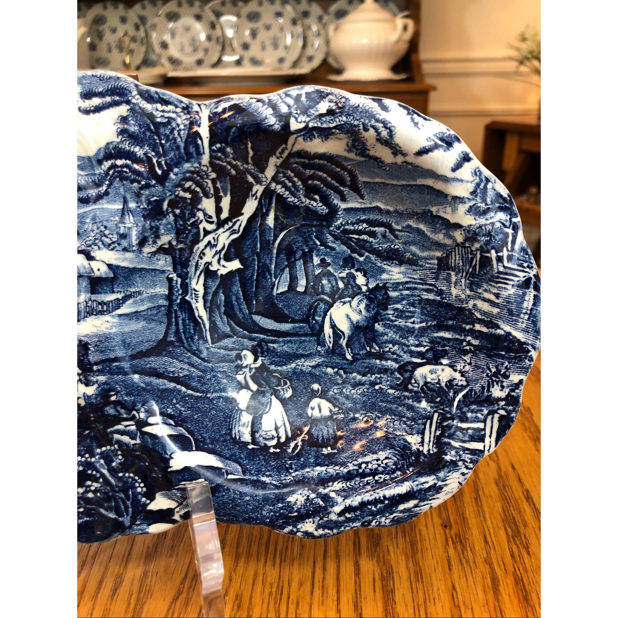 James Kent Old Foley Staffordshire Blue Double Dish Serving - Etsy