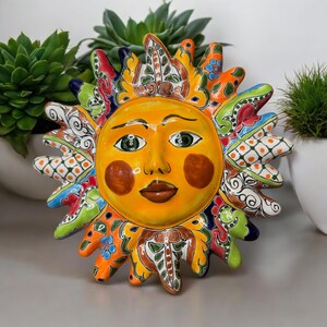 Talavera Sun Face Wall Art, 12” Hand-painted Mexican Pottery ...