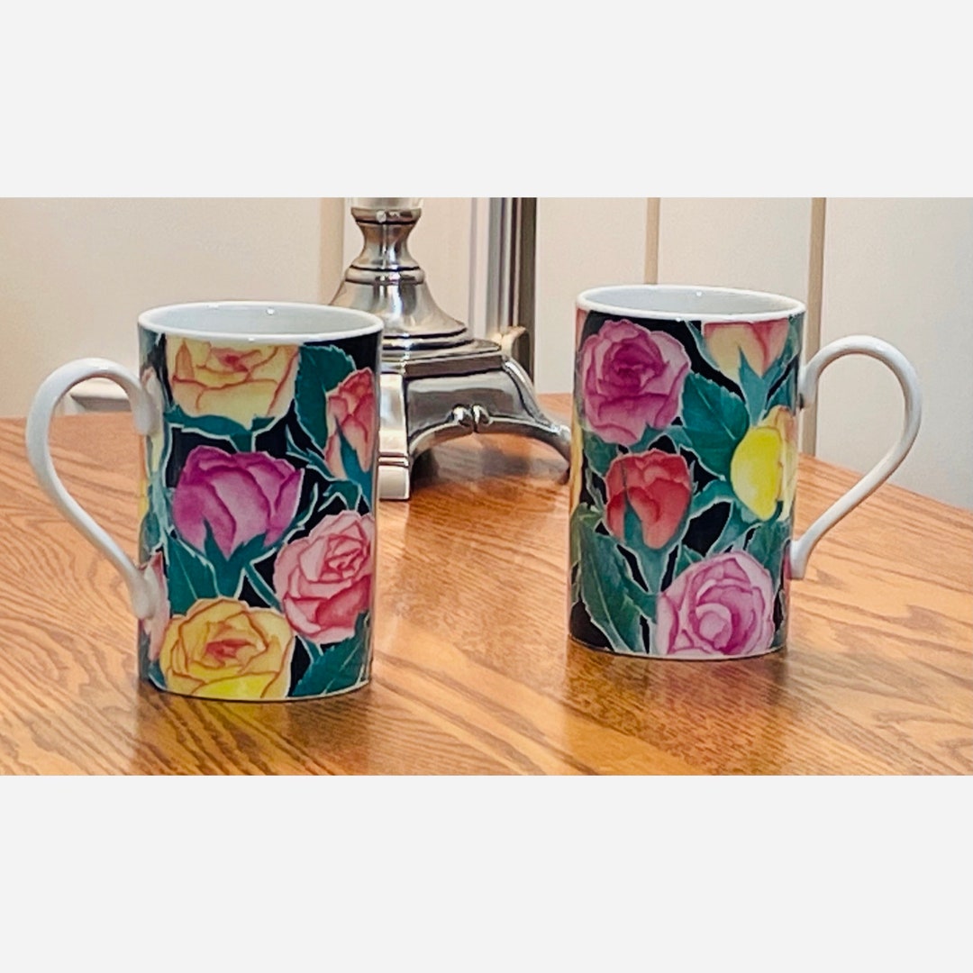 Vintage Romantic Floral Dunoon Fine Stoneware Tea Cups Ashbourne Design ...