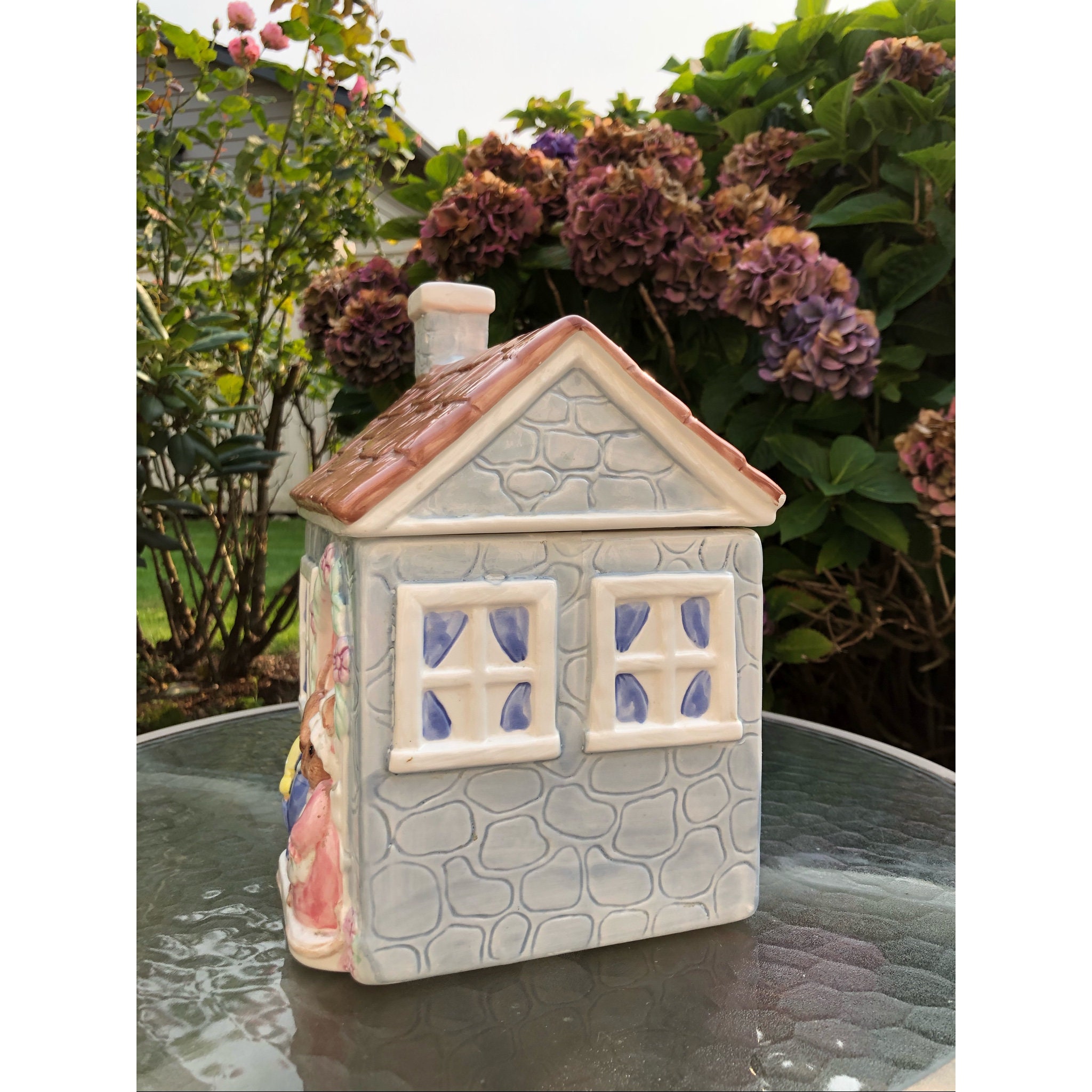 Vintage 1980s Large Ceramic Bunny Cottage Chimney House Lidded | Etsy