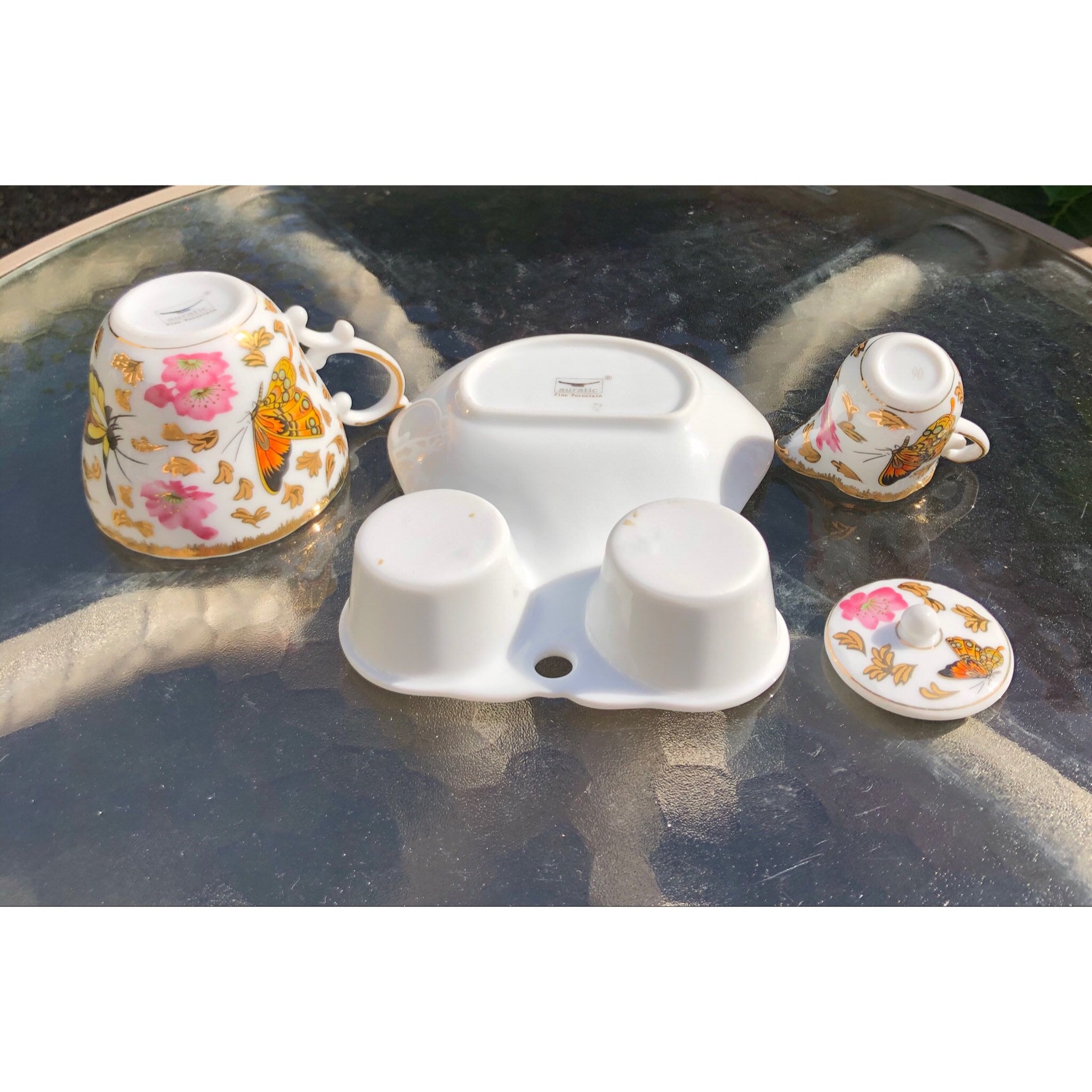 Vintage Mini Tea Set Auratic Porcelain Gold Butterfly Gold | Etsy