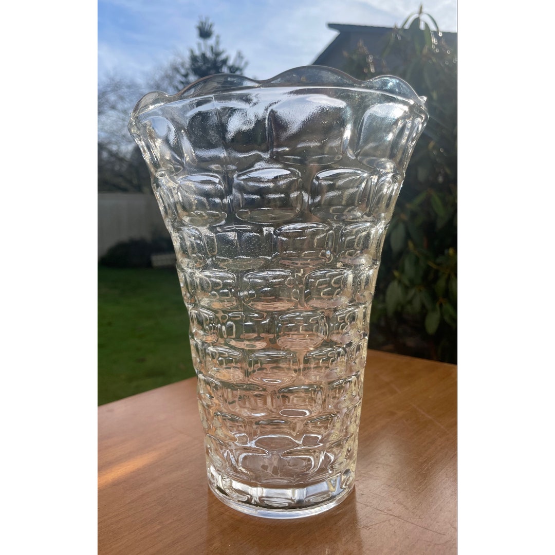 Vintage Clear Glass Yorktown Pattern Tall Flared Bouquet Flower Vase by ...