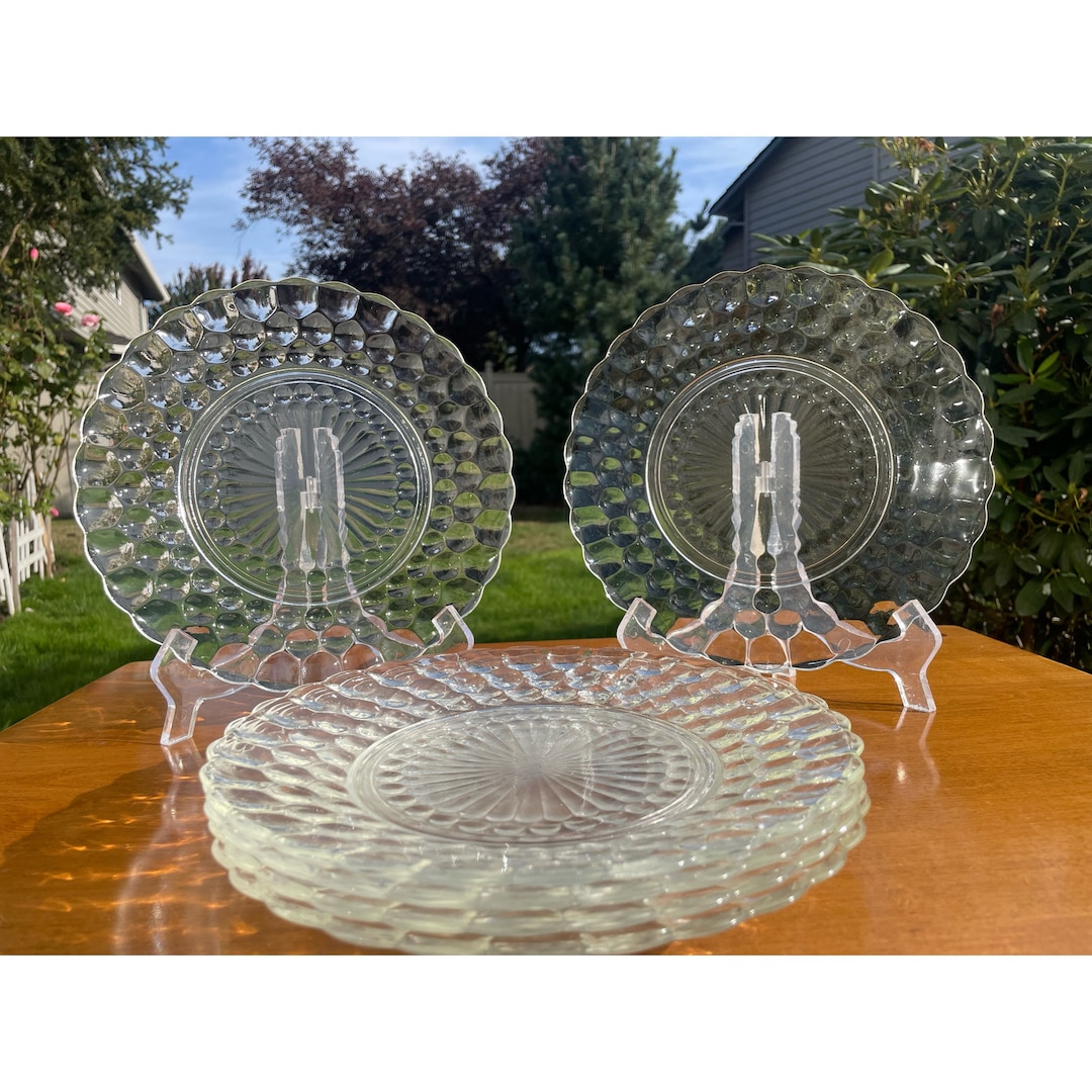 Vintage 1930s Clear Crystal Bubble Bullseye, Provincial Dinner Plate by ...