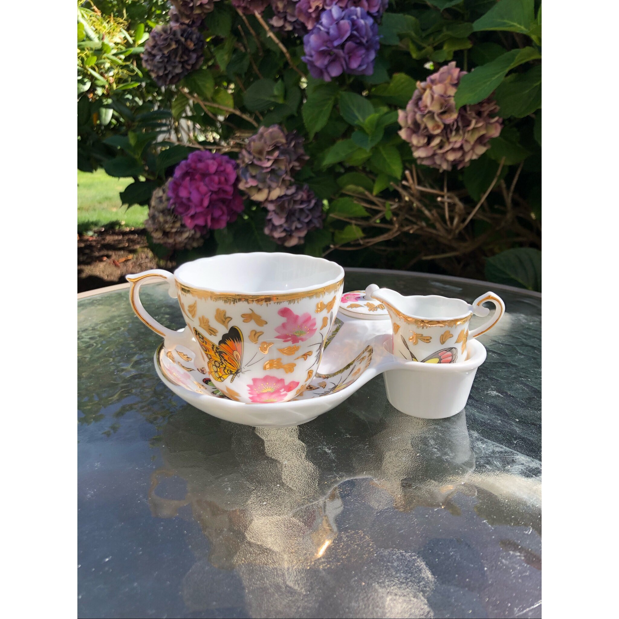 Vintage Mini Tea Set Auratic Porcelain Gold Butterfly Gold | Etsy