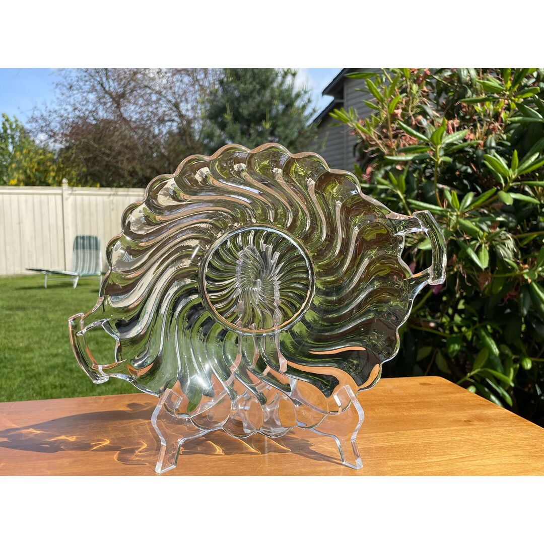 Vintage Depression Glass Colony Pattern Handled 9" Clear Crystal Nut ...