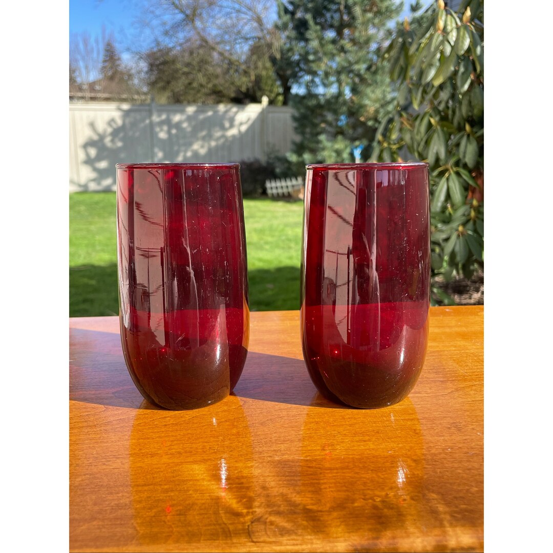 Vintage Royal Ruby Red Anchorglass Beverage Tumblers (set of 2) 14 Oz ...
