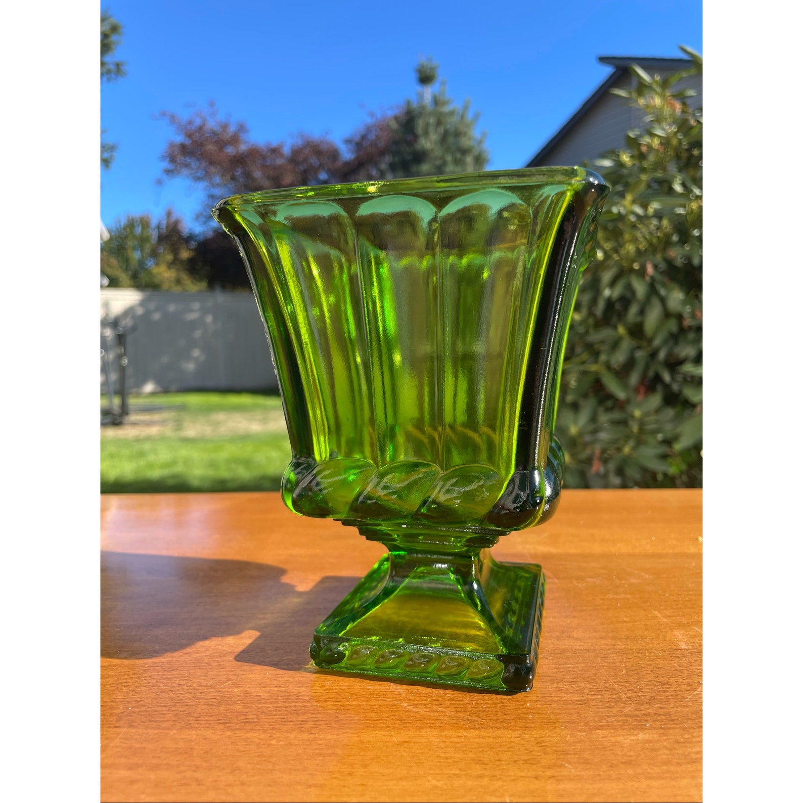 Vintage Green Glass Colonial Rope Pattern Heavy Square - Etsy