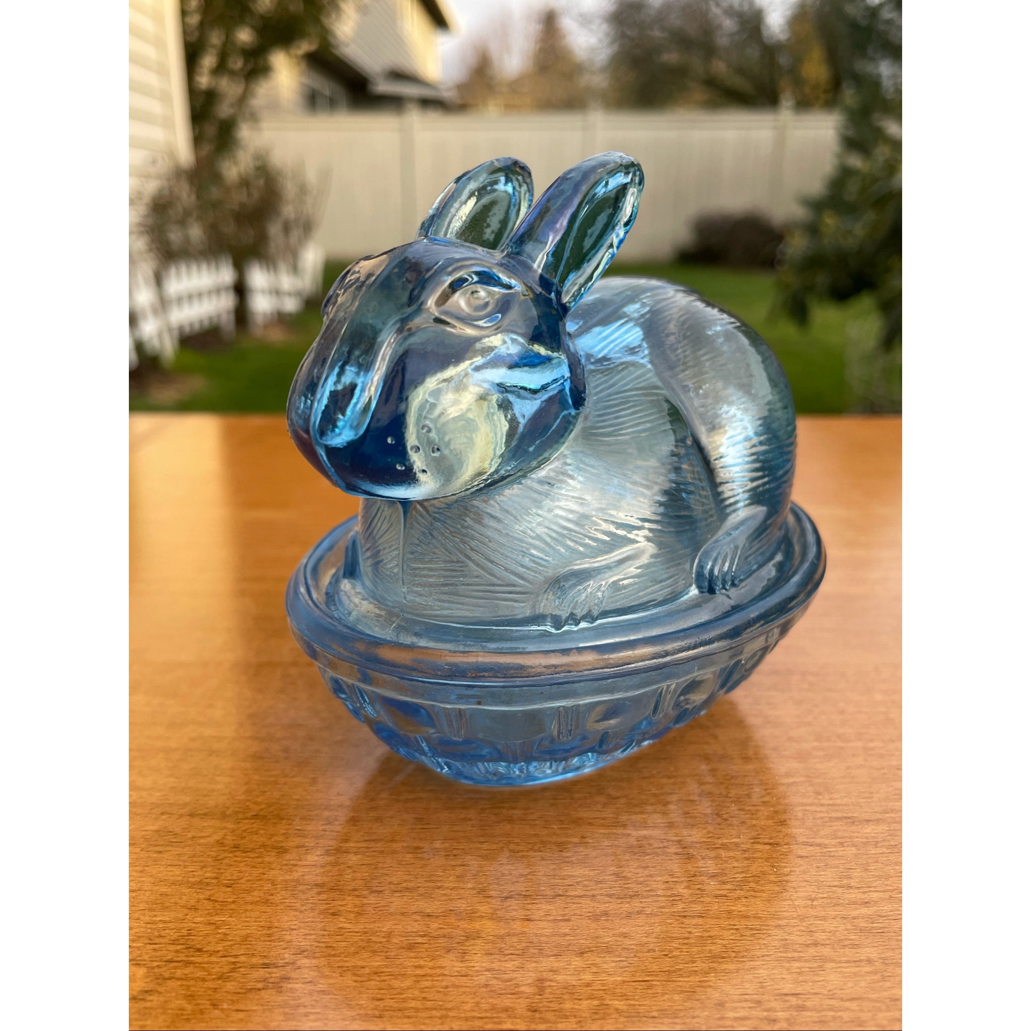 Vintage L.E. Smith Light Blue Bunny Rabbit Lidded Glass Bunny - Etsy