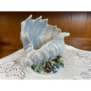 Vintage Large Heavy Glossy Ceramic Seashell Bowl Decorative Accent ...