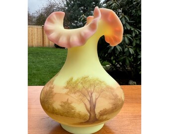 Fenton & Artist Signed Burmese Art Glass Hand Painted Rose Bowl Vase - Etsy