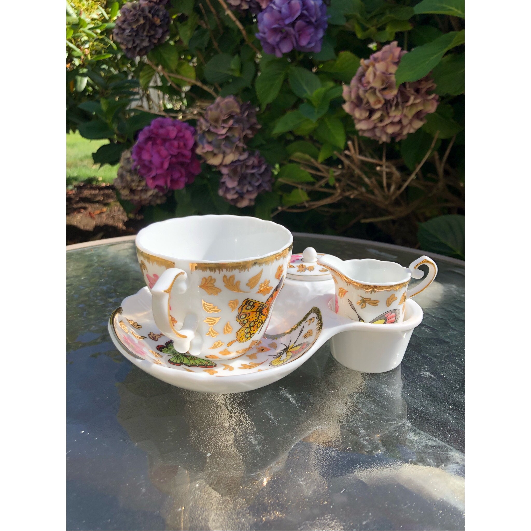 Vintage Mini Tea Set Auratic Porcelain Gold Butterfly Gold | Etsy