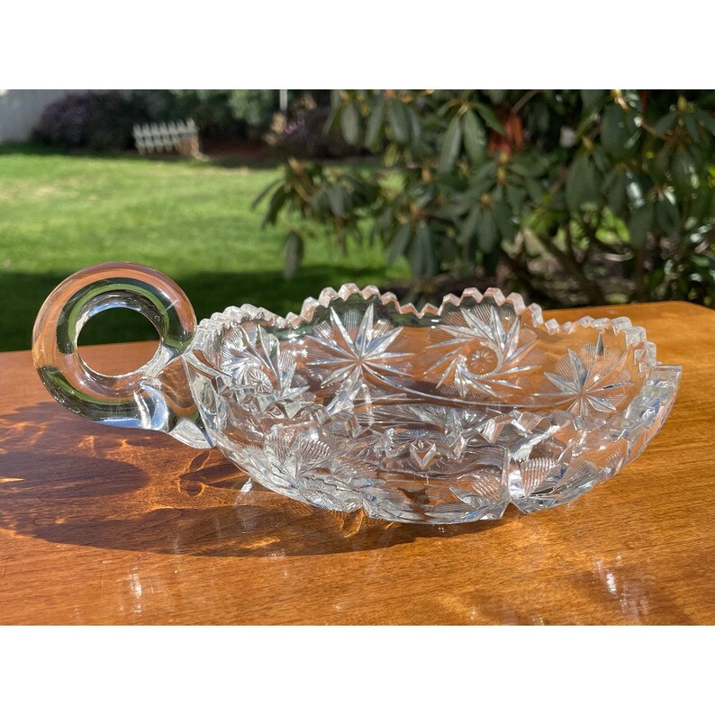 Antique Serving Dish EAPG Single-handle Brilliant Cut Large - Etsy