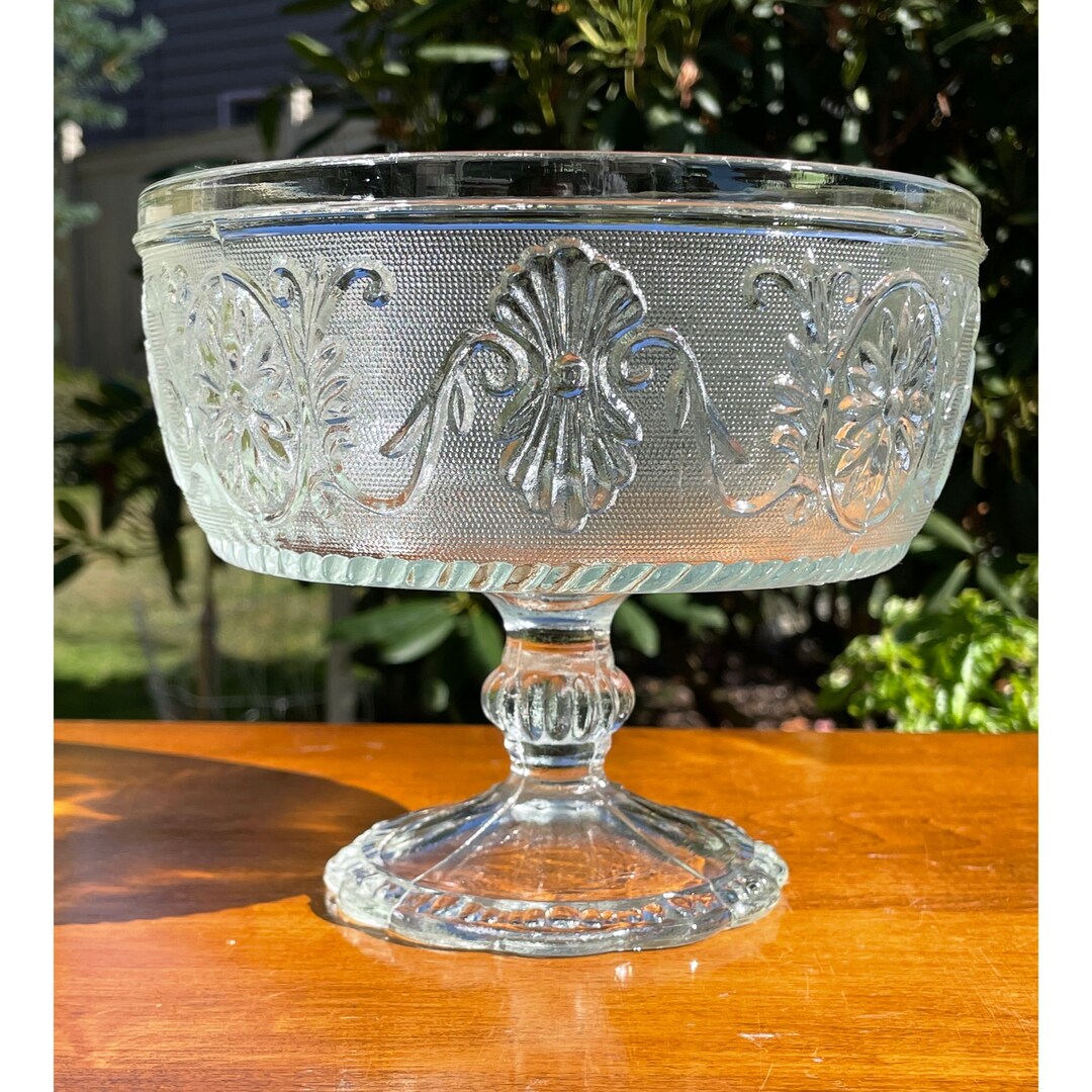 Vintage Elegant Depression Glass Clear Tiara Sandwich Pattern Low Flat ...