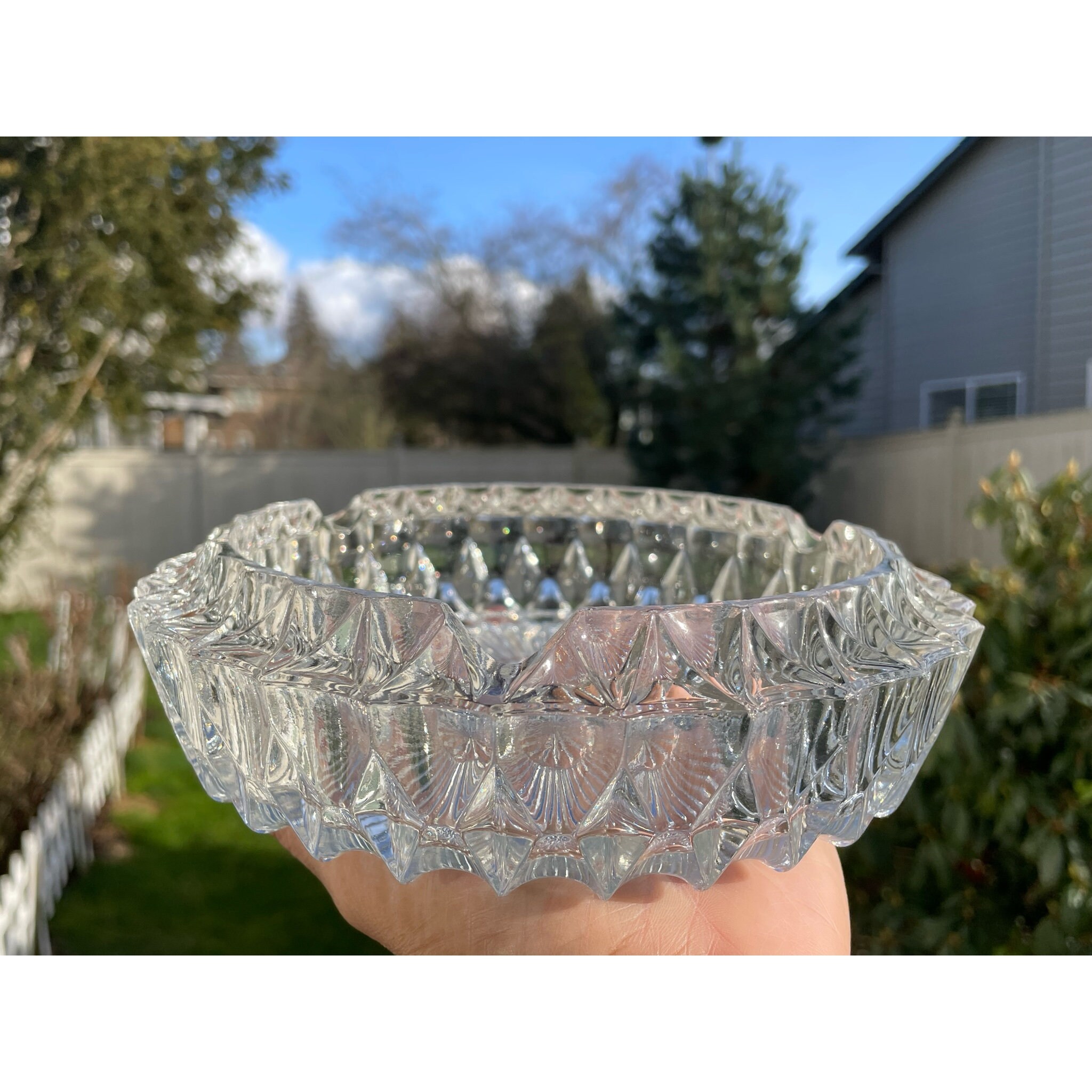 Vintage Spiked Cut Crystal Clear Heavy Glass Round Diamond Cut - Etsy