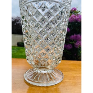 Vintage Wexford Pattern Large Glass Footed Flared Scalloped Rim Floral ...