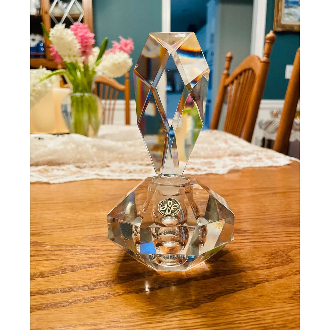 Elegant Vintage Hand Crafted Genuine Lead Cut Crystal Geometric Perfume ...
