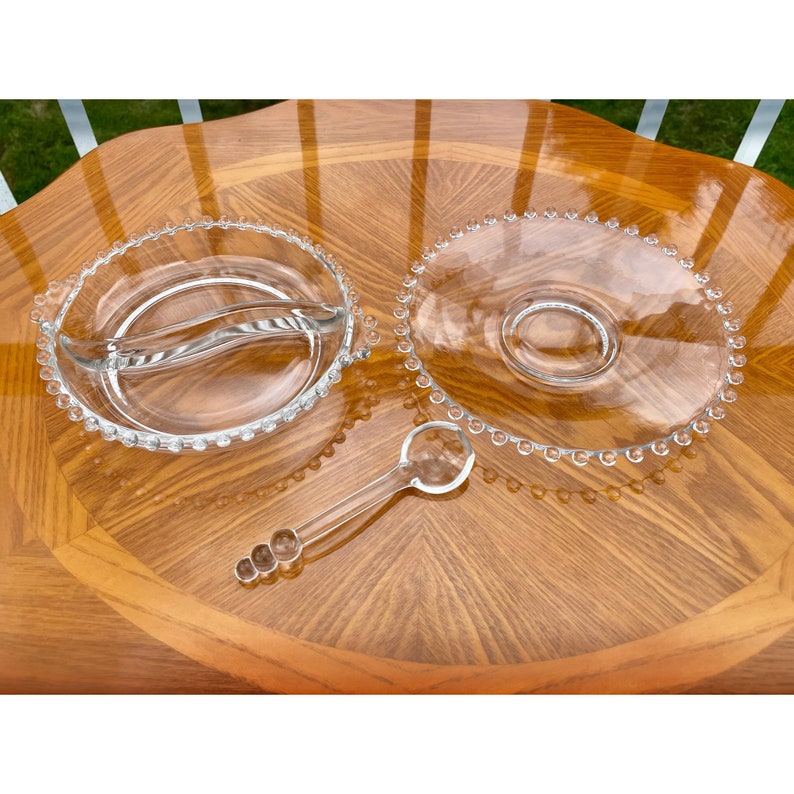 Vintage 1940s Crystal Candlewick Pattern 3 Pcs. Set Divided - Etsy