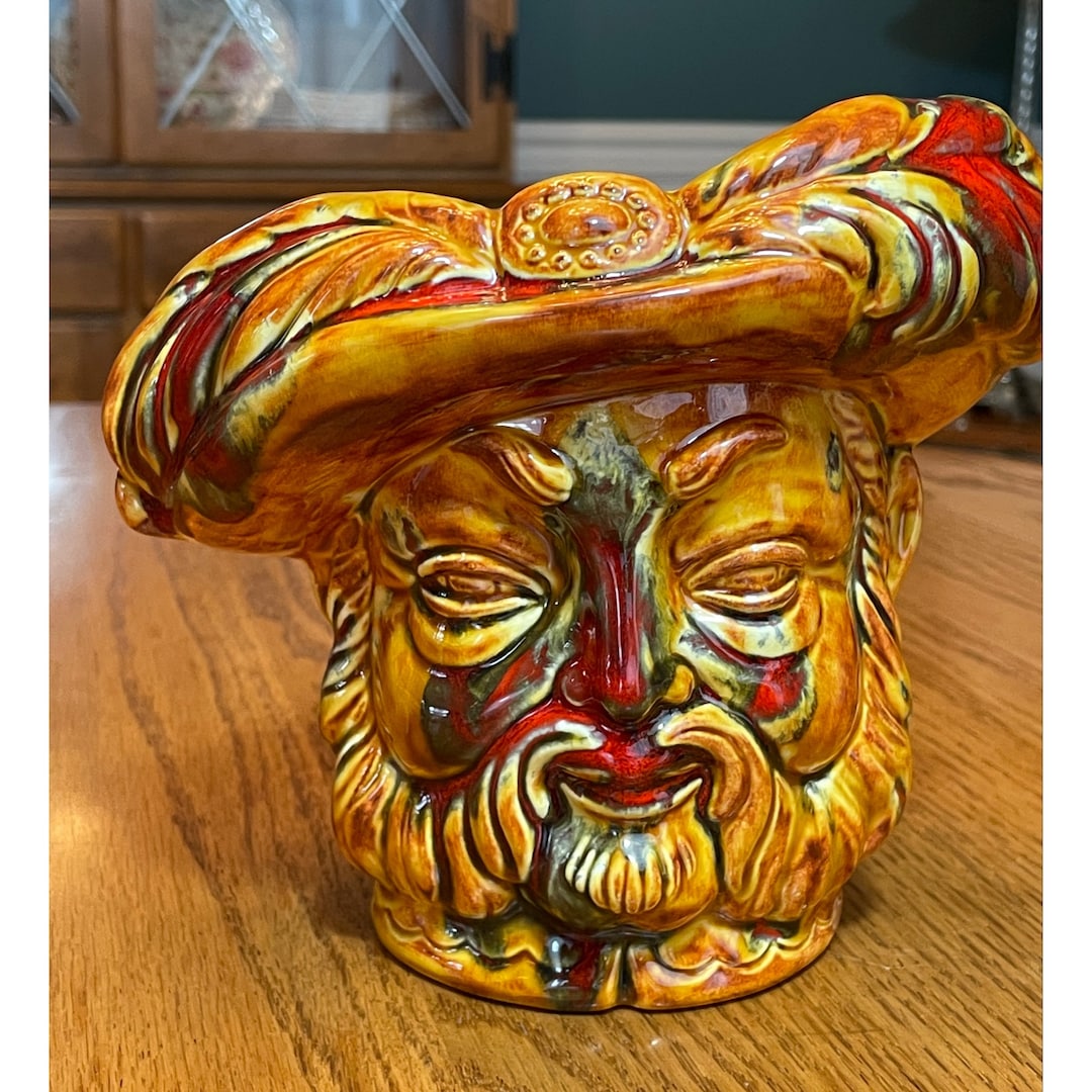 Amazing RARE 1970s Multi Colored Feathered Turban Man Head Glazed ...