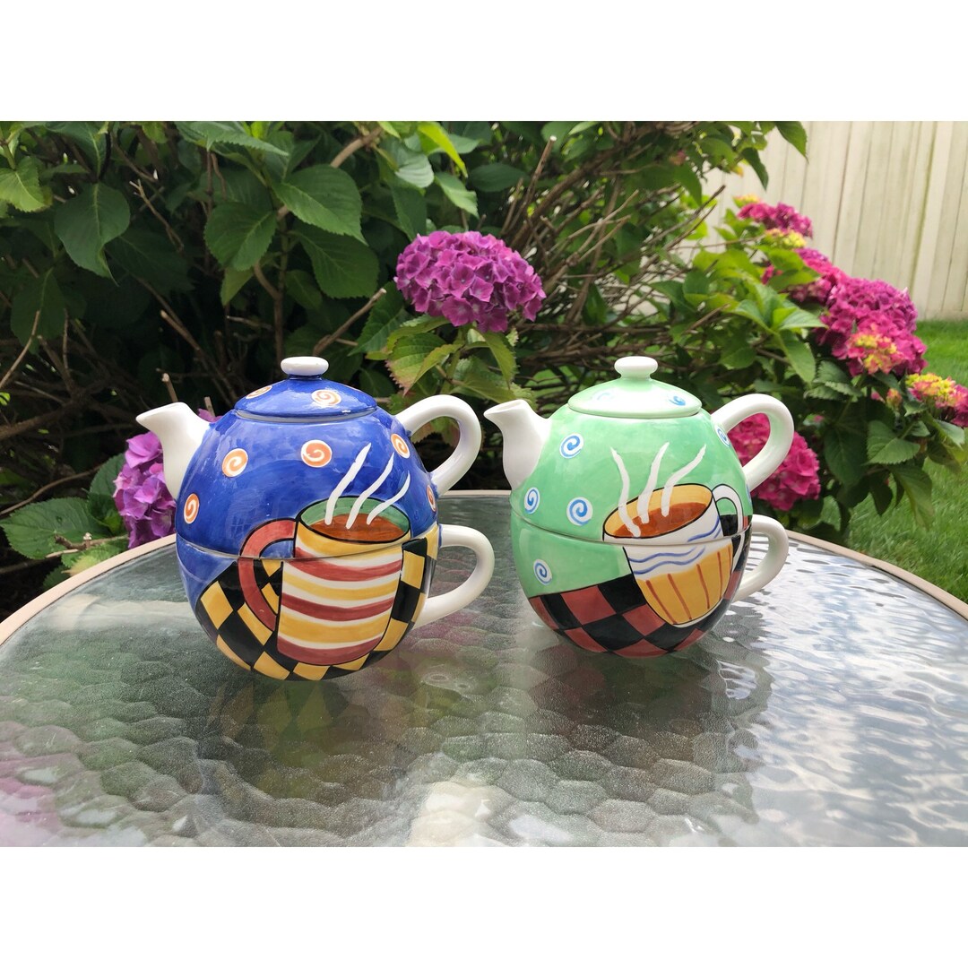 Vintage Jazz Cafe Hand Painted Ceramic Teapots Teacups Sold ...