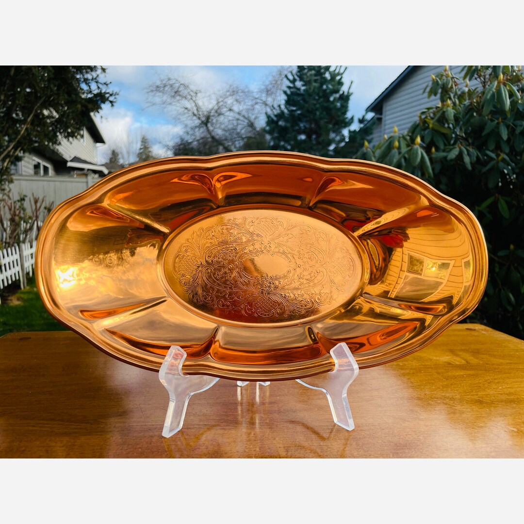 Vintage 1960s Coppercraft Guild Oval Flared Copper Engraved Detailed ...