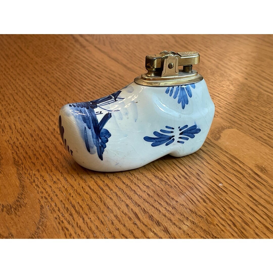 Vintage Ceramic Brass Delfts Klompen Clog Cigarette Lighter/dutch ...