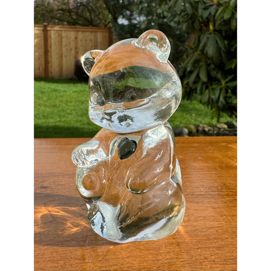 Vintage Fenton Art Glass Bear Figurine Paperweight Collectable With ...