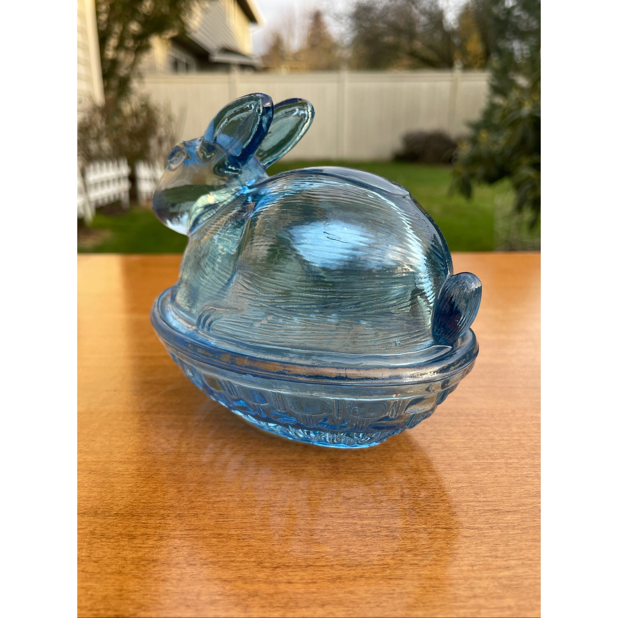 Vintage L.E. Smith Light Blue Bunny Rabbit Lidded Glass Bunny - Etsy