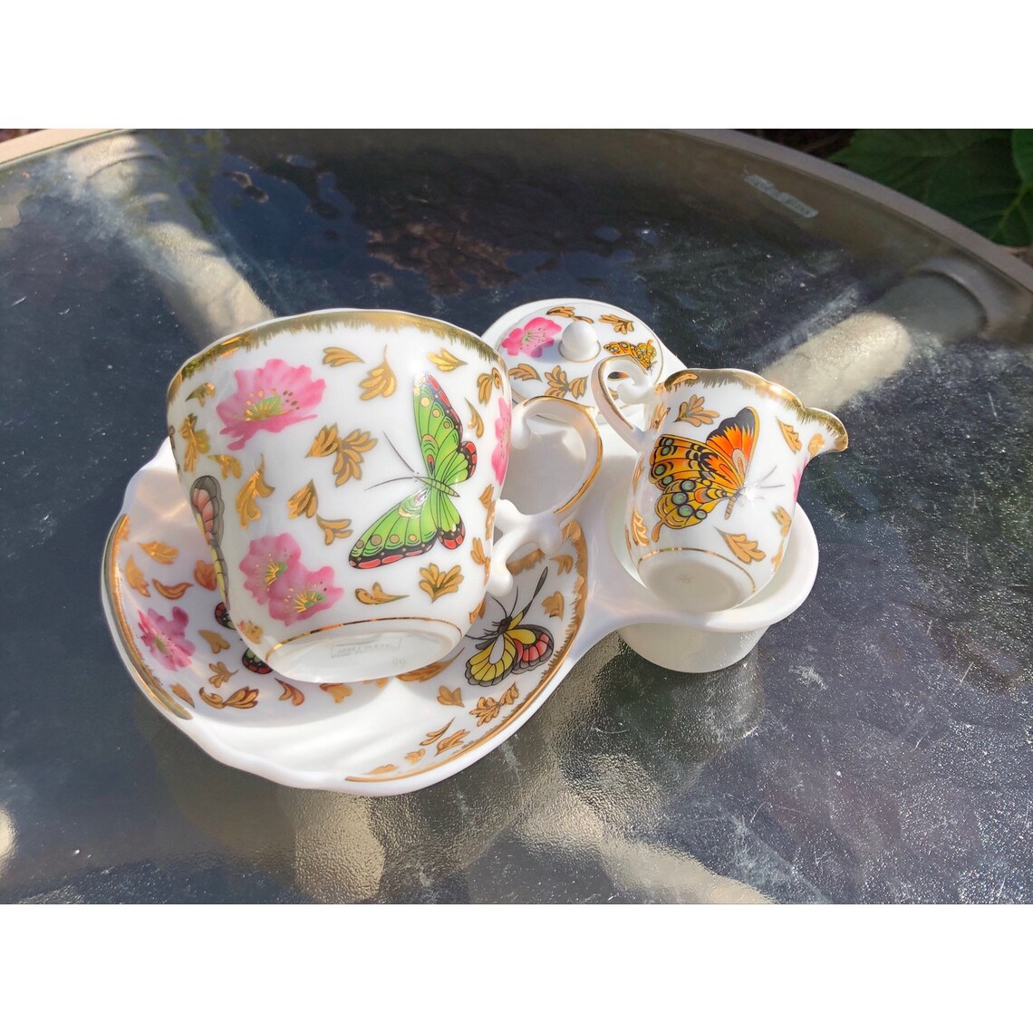 Vintage Mini Tea Set Auratic Porcelain Gold Butterfly Gold | Etsy