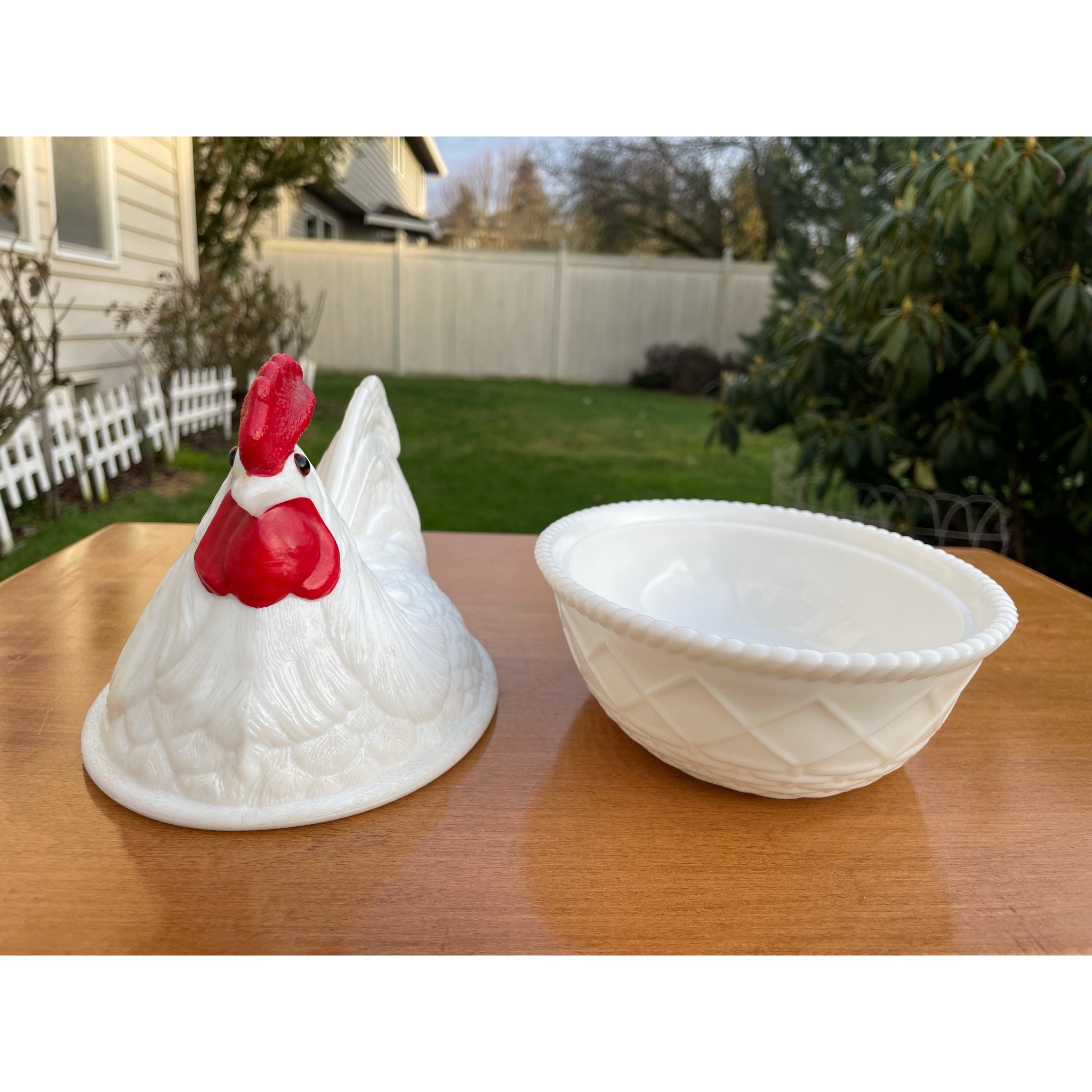 Vintage Westmoreland 1950s Large Milk Glass Chicken With Glass - Etsy