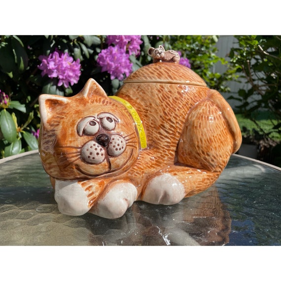 Mid Century 1950s Stone Pottery Lazy Droopy Eyelid Cat | Etsy