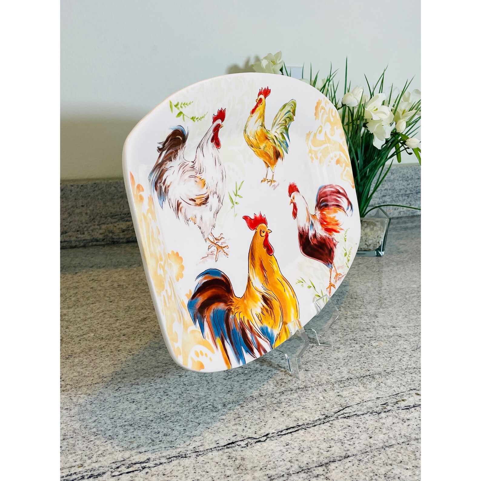 Vintage Style Retired Pier 1 Imports Rooster Rectangle Serving - Etsy