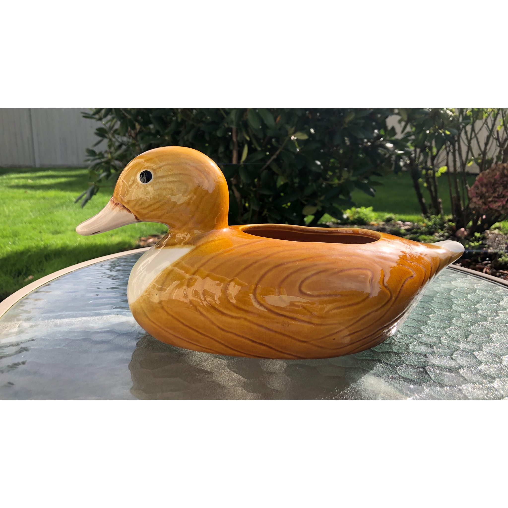 Vintage 1979 Made For FTD Amber Glazed Ceramic Duck Vase/Duck | Etsy