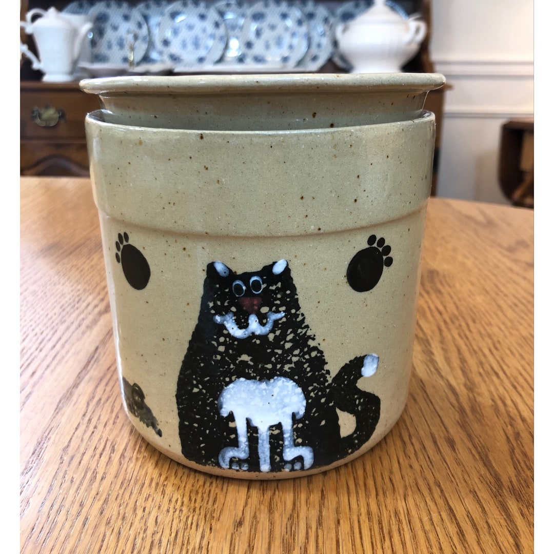Vintage Three Rivers Pottery Stoneware Black Cat & Mouse Halloween ...