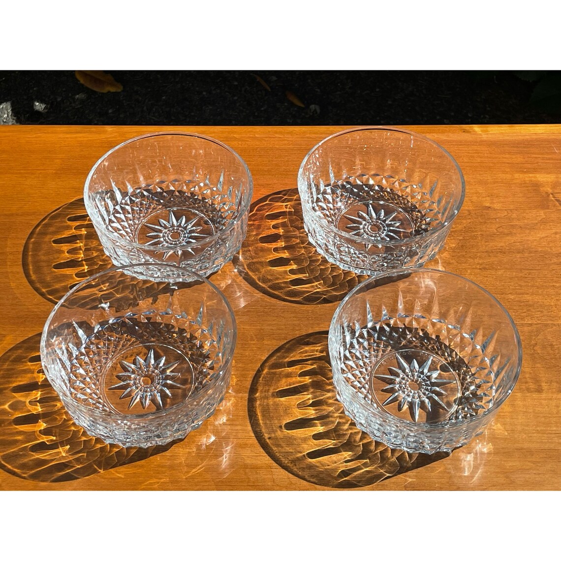 Set of 4 Arcoroc France Clear Diamond Cut Round Glass Bowls - Etsy
