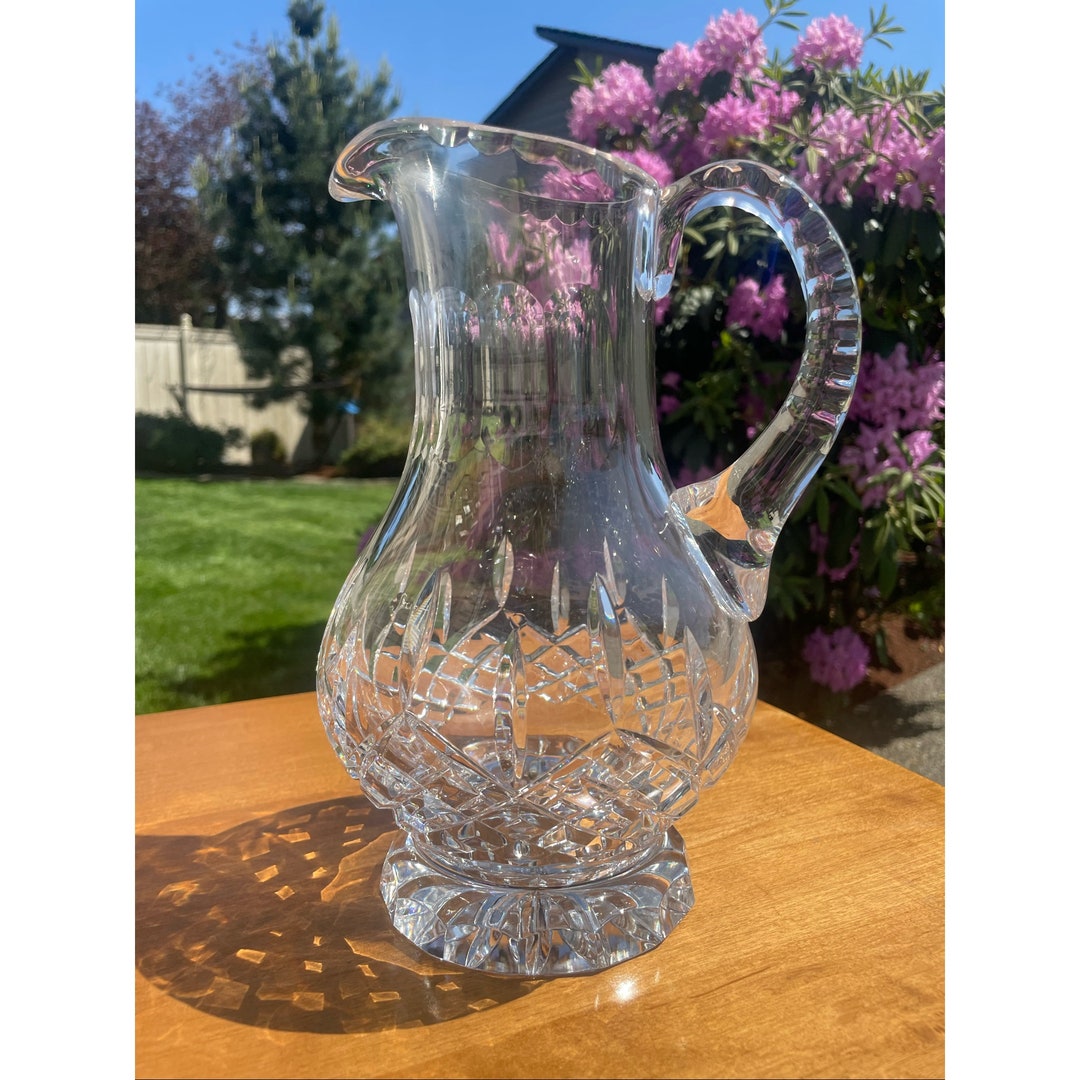 Vintage Genuine 24% Lead Crystal Hand Cut Heavy Crystal Pitcher Jug ...