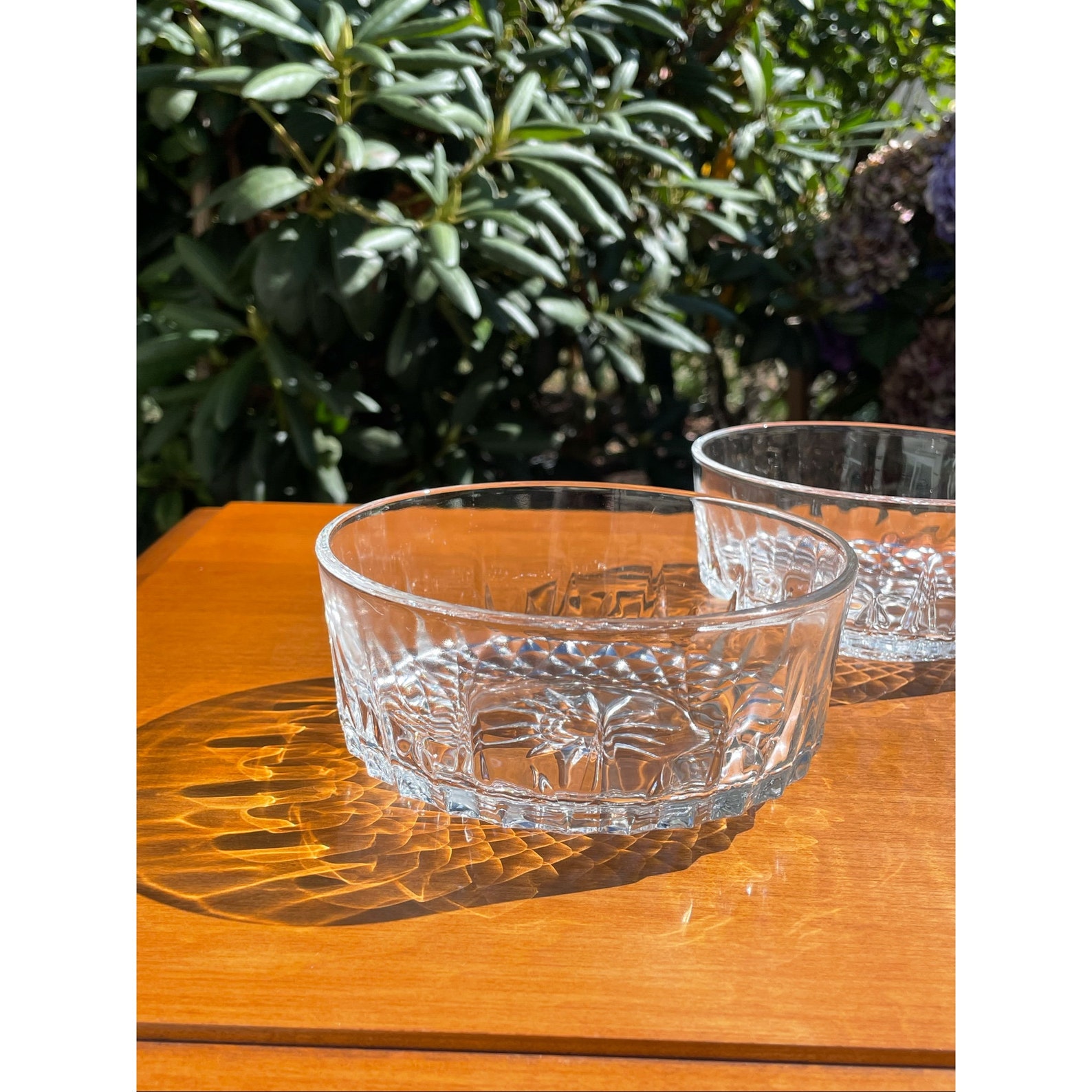 Set of 4 Arcoroc France Clear Diamond Cut Round Glass Bowls - Etsy