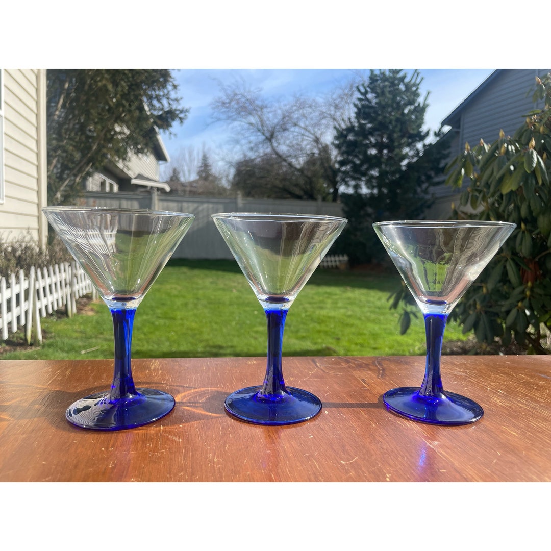 Vintage Luminarc France Cobalt Blue Stemmed 4 Oz. Crystal Martini ...