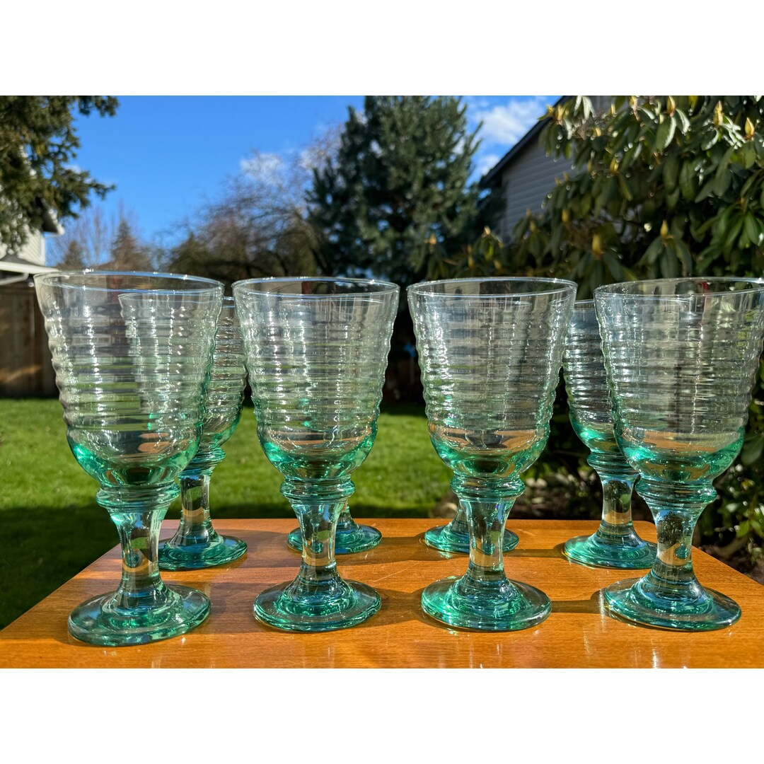 Vintage Sirius Green (spanish Green) Thick Glass Horizontal Ribbed ...