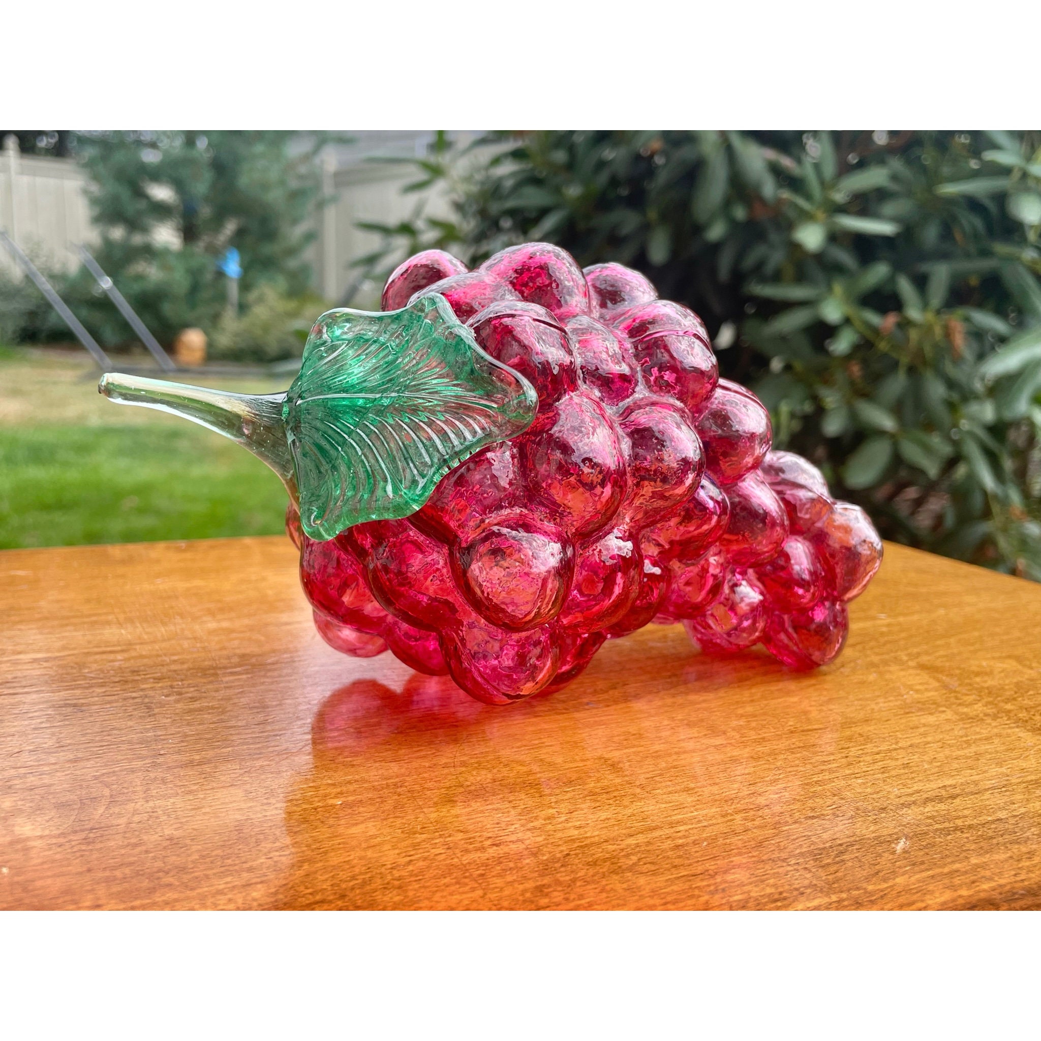 Vintage Hand Blown Grape Cluster Art Glass Purple & Green Mid - Etsy