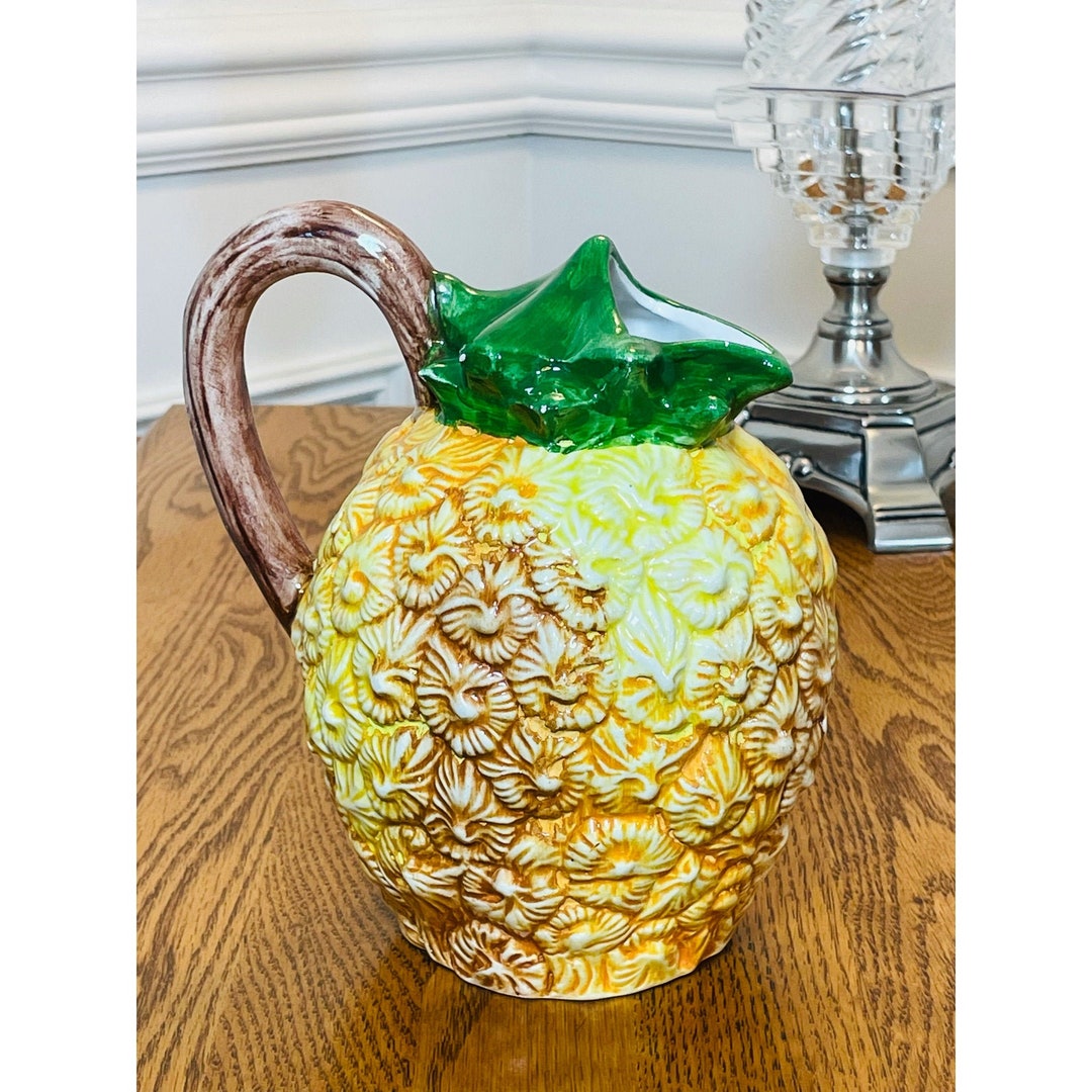 Vintage Italian Bassano Pitcher Glazed Ceramic Pineapple Fruit Pitcher ...