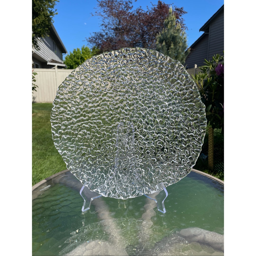 Vintage Heavy Glass by Cracky Plate Clear Glass Platter by L.E. Smith ...