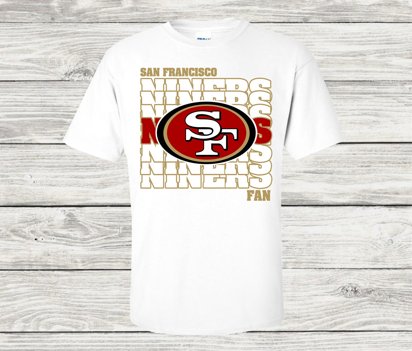 San Francisco Niners 49ers Fans T Shirt NFL Gildan Stack Logo | Etsy